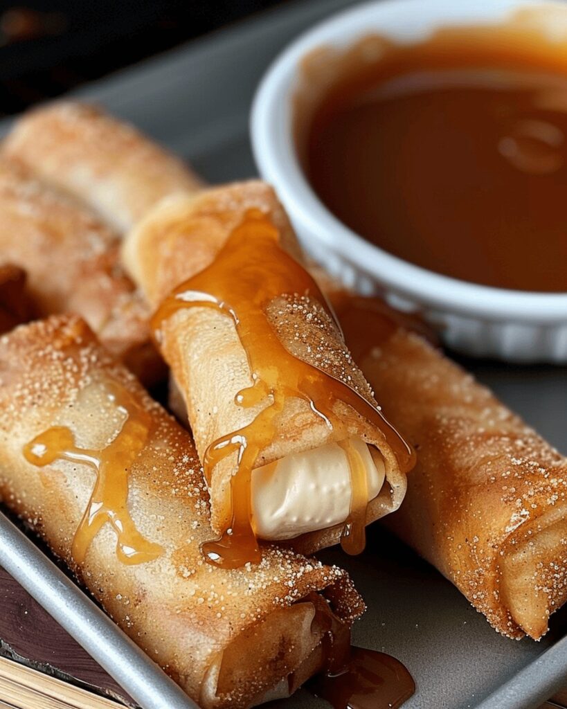 The Best Cheesecake Spring Rolls With Caramel Drizzle Recipe Ever ...