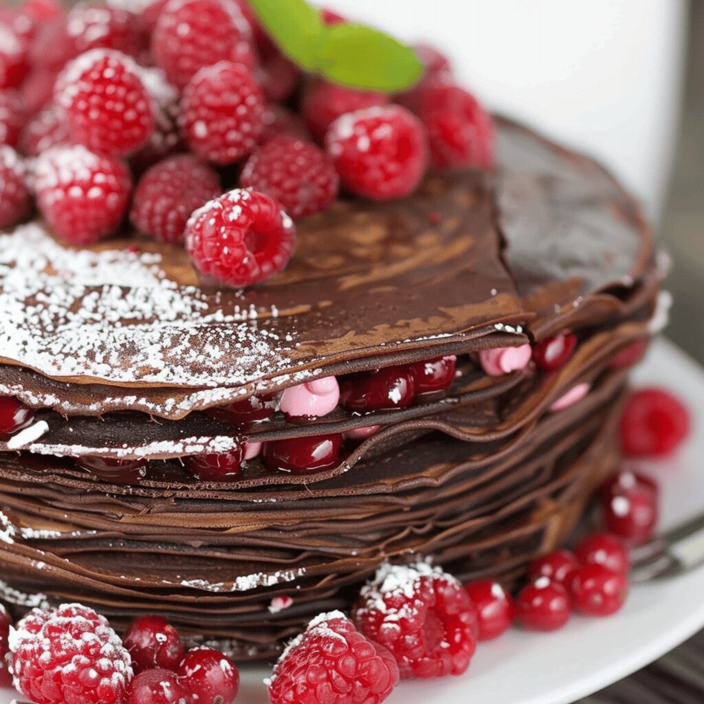 The Dreamiest Chocolate Raspberry Crepe Cake Recipe Ever Made - Online ...